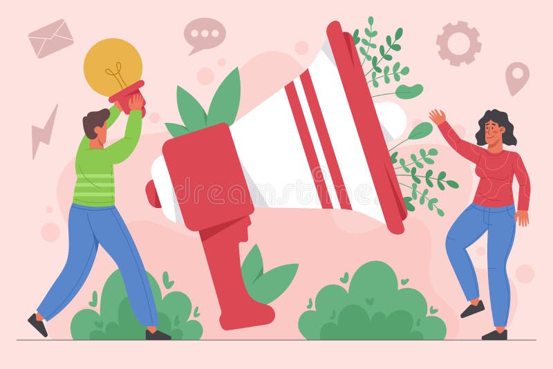 Public Relations Illustration with Spokesperson Vector Illustration ...