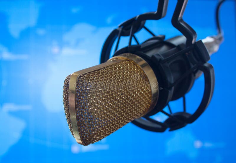 Global News Broadcast Microphone World Map Stock Photos - Free ...