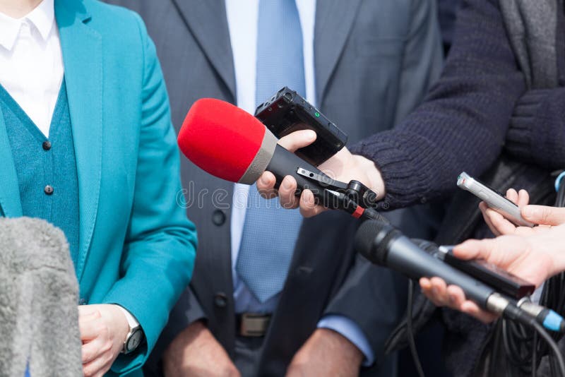 Public Relations - PR. News Conference. Press Interview. Stock Photo ...