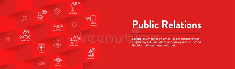 Public Relations Web Header Banner and Icon Set with Brand Awareness ...