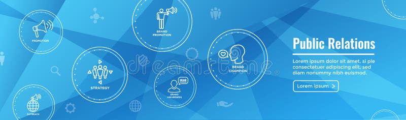 Public Relations Web Header Banner and Icon Set with Brand Awareness ...