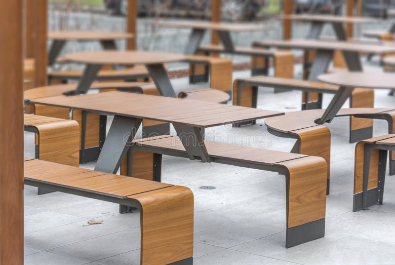 Public Restaurant Modern Design Wooden Table and Chairs Stock Photo ...