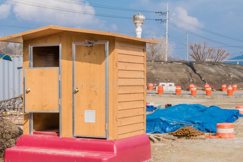 Public Restroom at Construction Site Stock Photo - Image of mountain ...