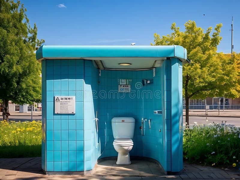 Public Restroom in a Park stock illustration. Illustration of bright ...
