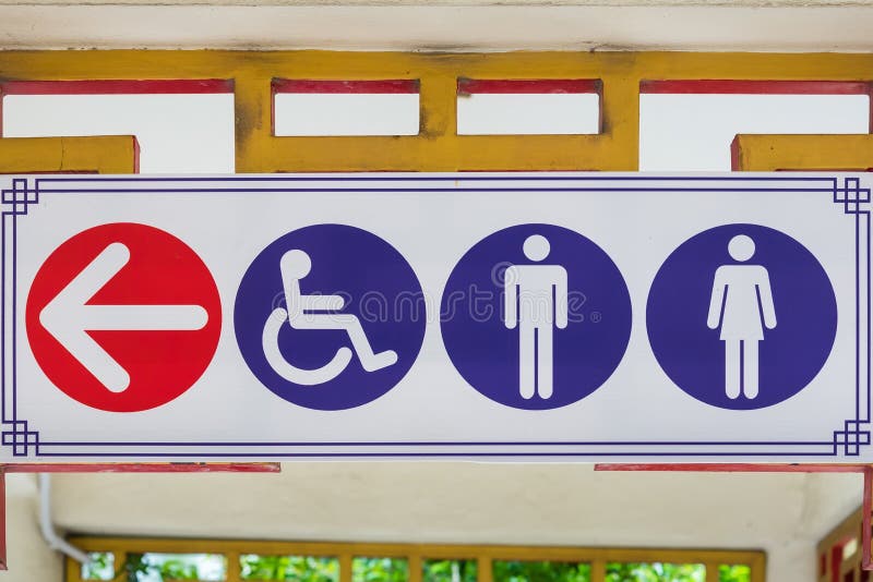 Public Restroom Signs with a Disabled Access Symbol. Stock Image ...