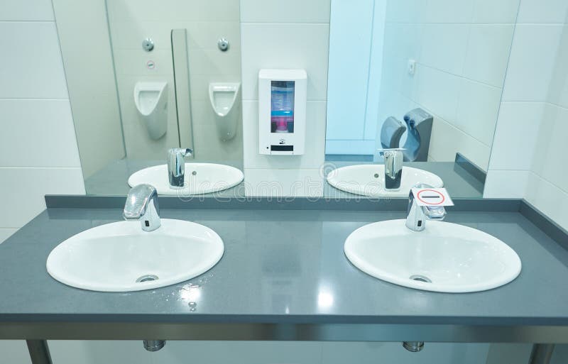 Public Restrooms Marked To Maintain Social Distancing Stock Image ...