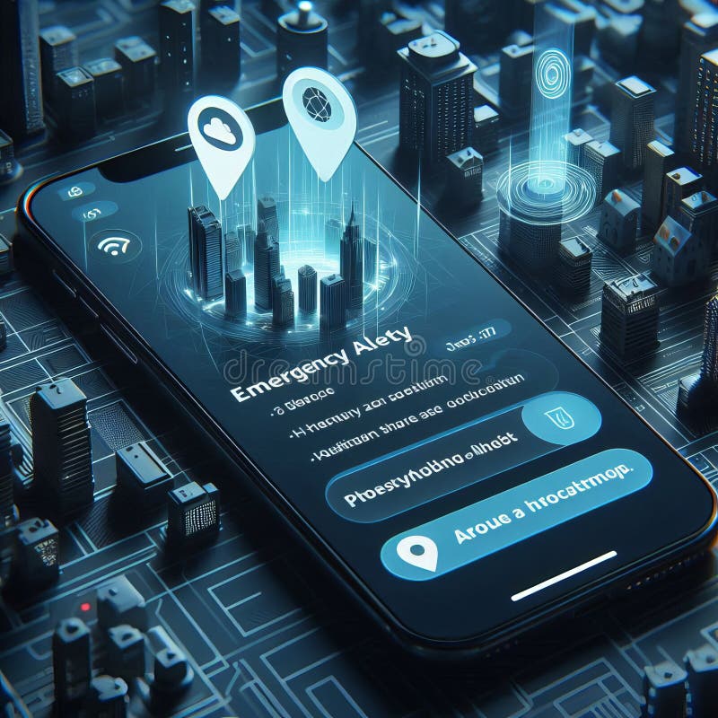 Public Safety App Interface with Emergency Alerts and Location T Stock ...