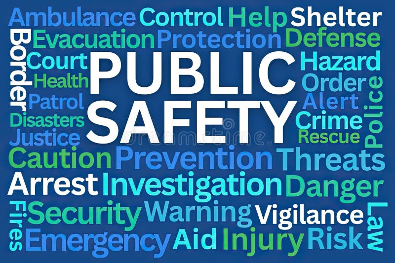 Public Safety Word Cloud on Blue Background Stock Illustration ...
