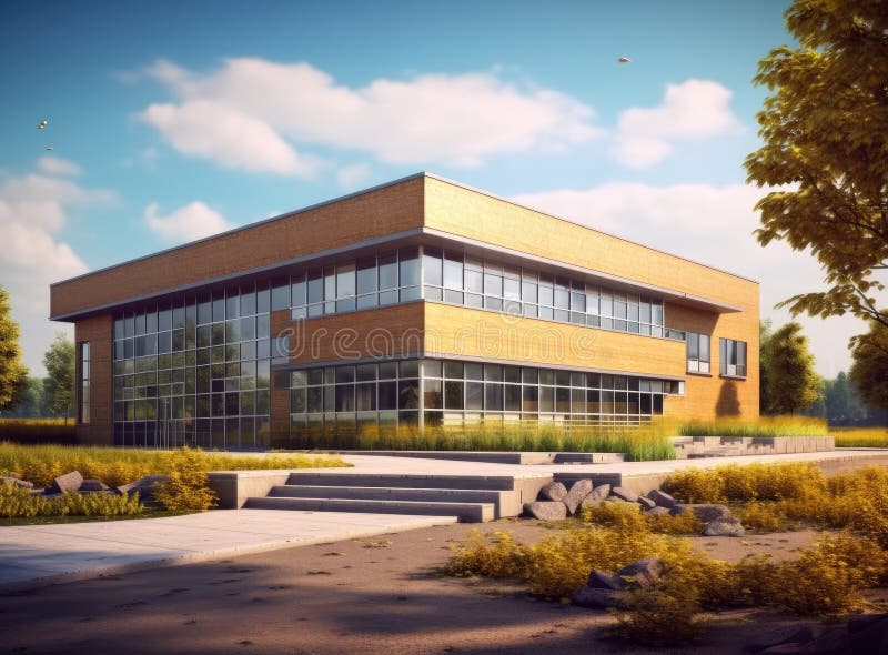 Public School Building. Exterior View of School Created with Generative ...