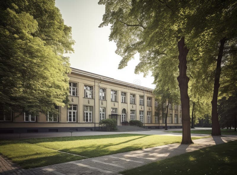 Public School Building. Exterior View of School Created with Generative ...