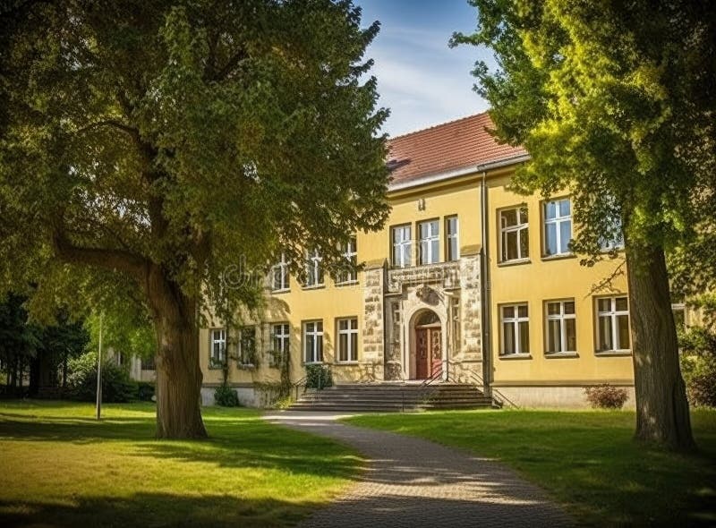 Public School Building. Exterior View of School Created with Generative ...