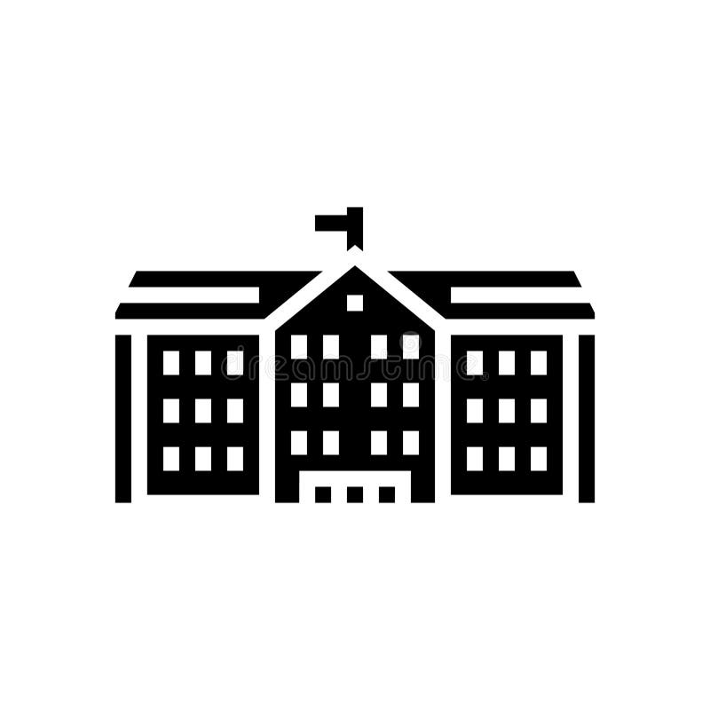 Public School Building Glyph Icon Vector Illustration Stock Vector ...