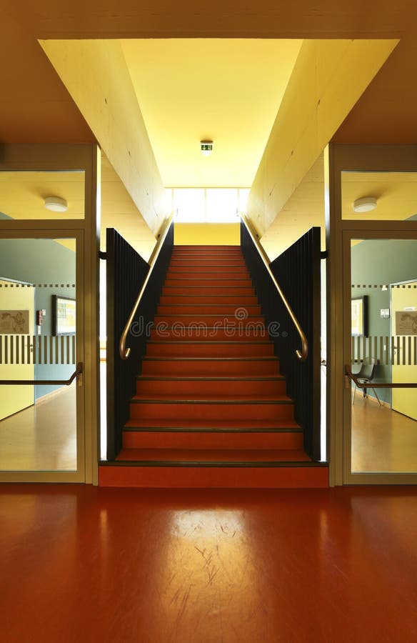 Public School, Red Staircase Stock Photo - Image of design, empty: 19963714