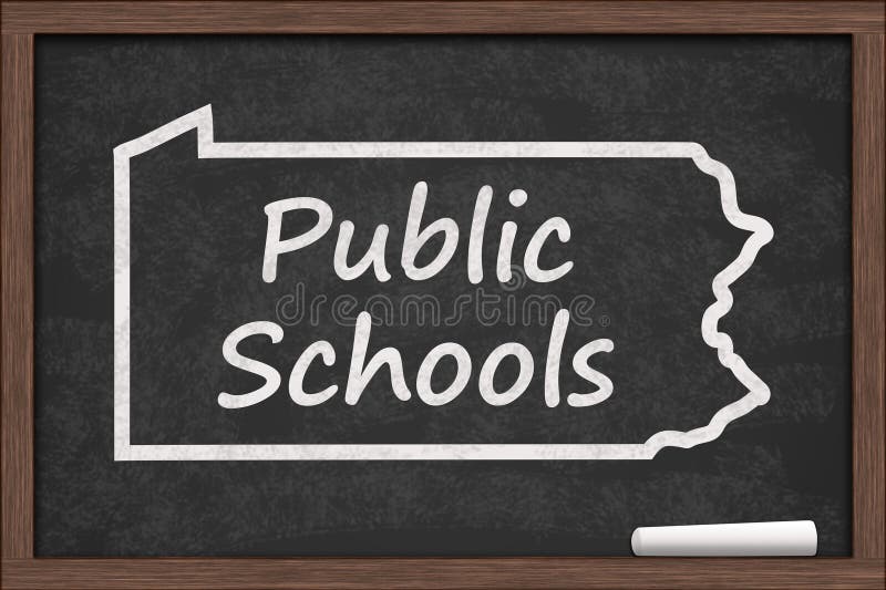 Public Schools in Pennsylvania with State Map on a Chalkboard Stock ...