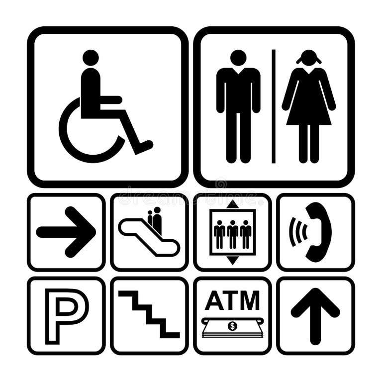 Public Service Sign Icon Set Stock Illustration - Illustration of black ...