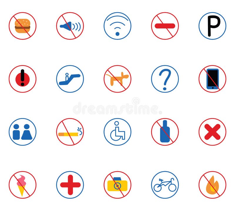 Public Signs Concept Thin Line Icons Stock Vector - Illustration of ...
