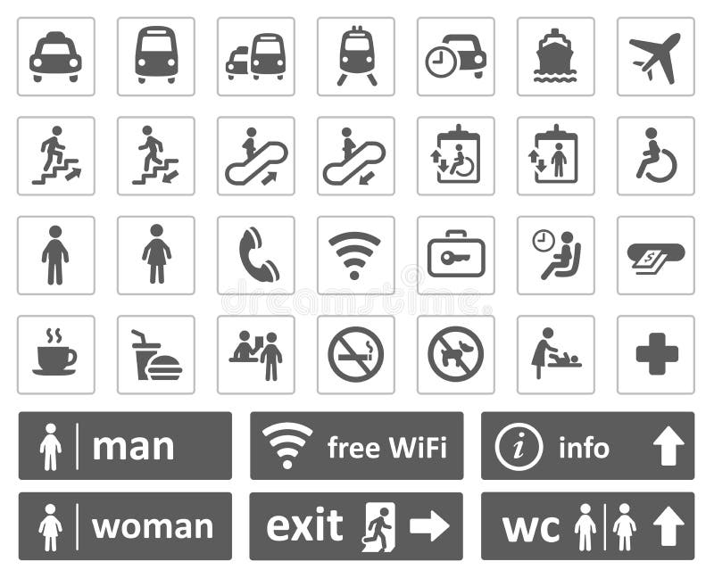 Public signs set stock vector. Illustration of locations - 31134279