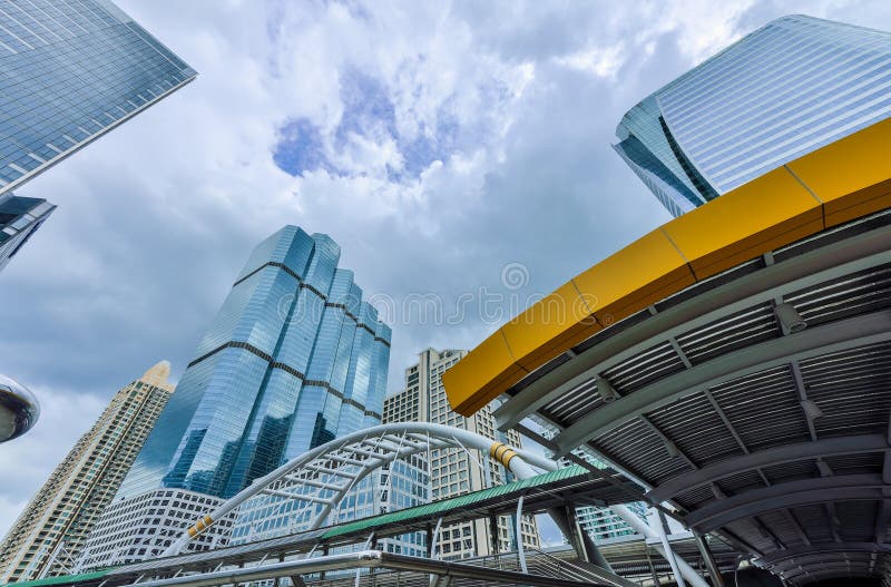 Public Skywalk Building New Architecture Style Modern Cloud-sky Stock ...