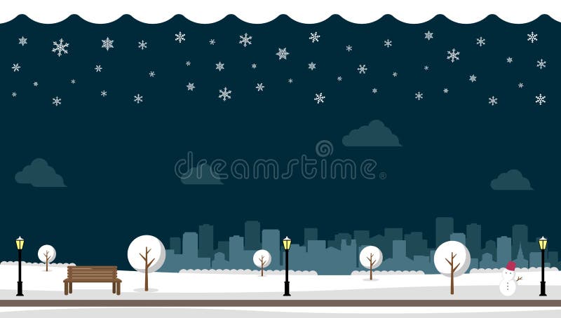 Public Snow Park Landscape Vector Illustration Winter / No People Stock ...