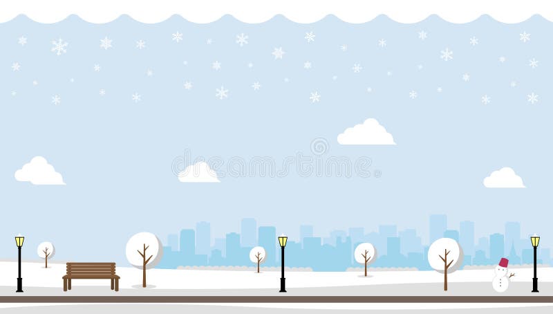Public Snow Park Landscape Vector Illustration Winter / No People Stock ...