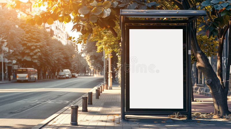 Public Space Advertisement Board As Empty Blank White Signboard Stock ...