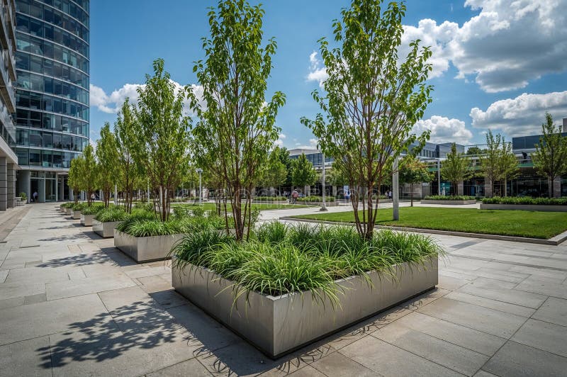 Public Space Design: Clean Lines and Landscape Elements Stock ...