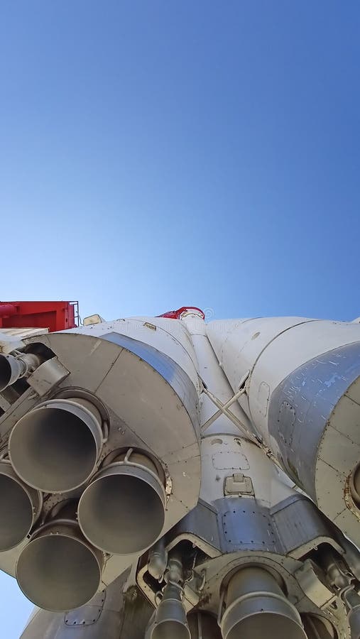 Public Space, Museum, View of the Rocket P7. Clear Blue Sky and Details ...
