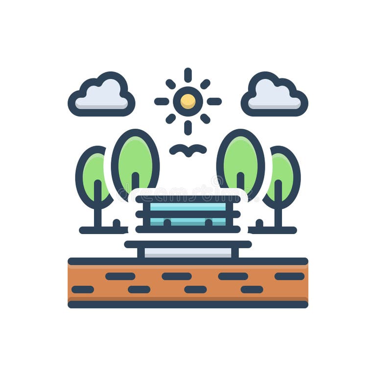 Color Illustration Icon for Public Spaces, Public Andlawn Stock ...