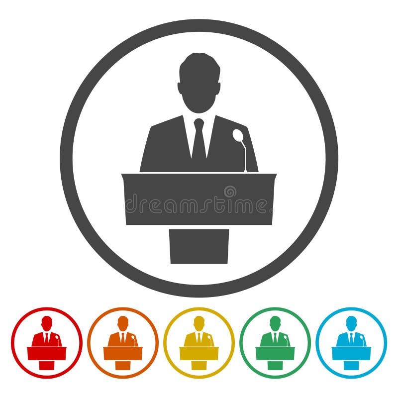 Public Speaker Icons Set with Long Shadow Stock Vector - Illustration ...