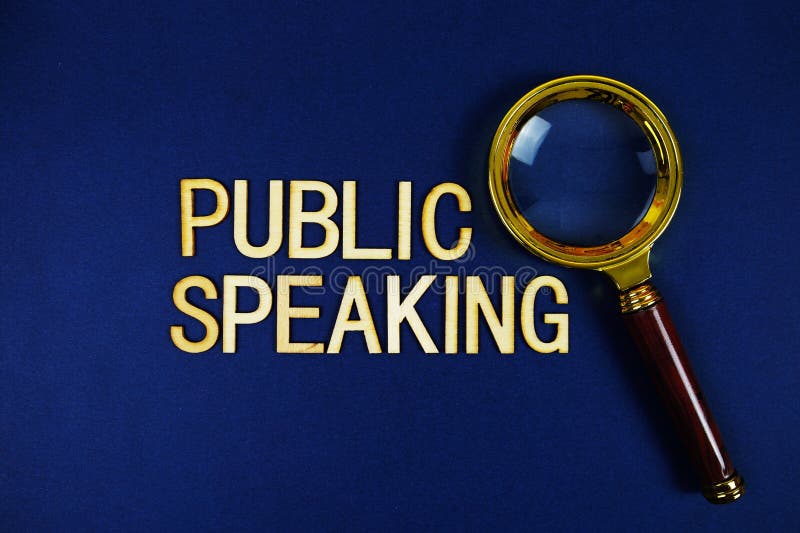 Public Speaking Alphabet Letters with Magnifying Glass on Navy Blue ...