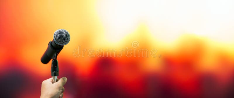 Public Speaking Backgrounds, Close-up the Microphone on Stand for ...