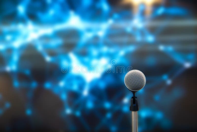 Public Speaking Backgrounds, Close-up the Microphone on Stand for ...