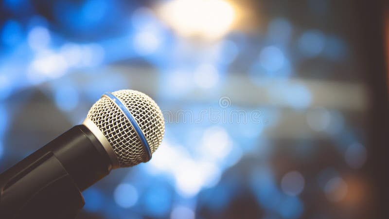 Public Speaking Backgrounds, Close-up the Microphone on Stand for ...