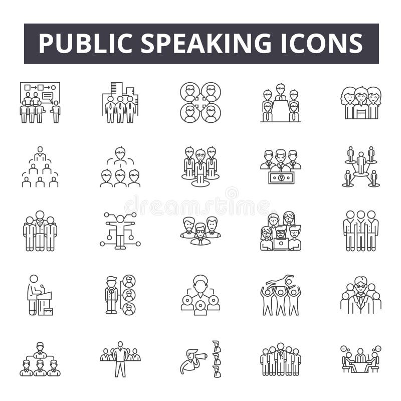 Public Speaking Line Icons, Signs, Vector Set, Linear Concept, Outline ...