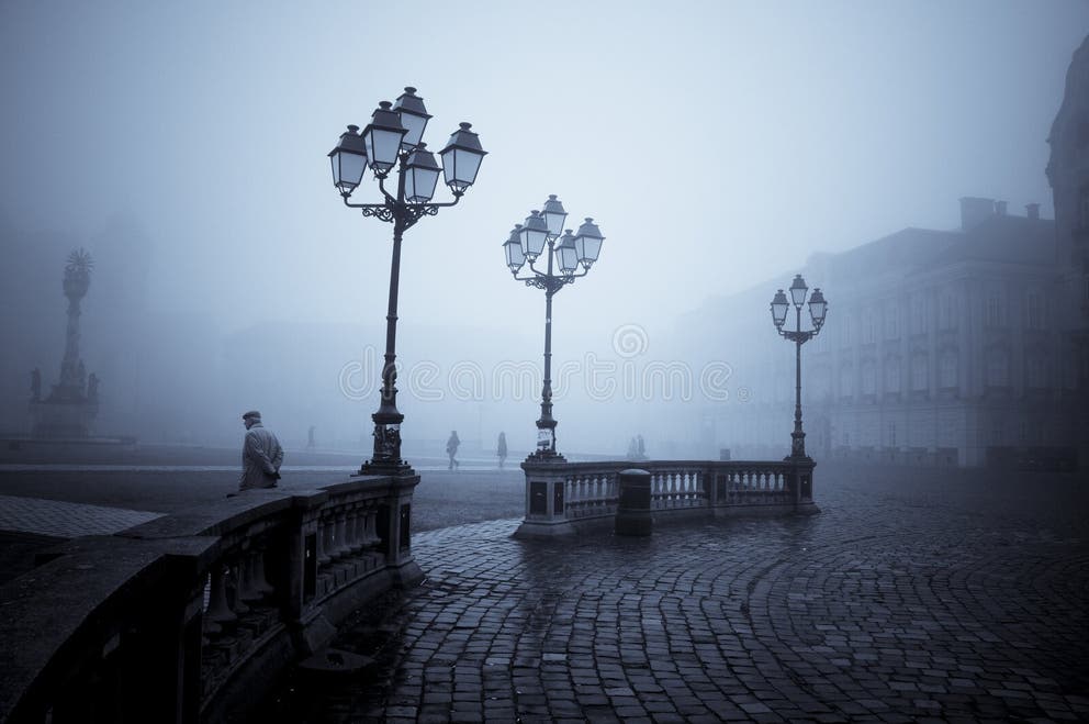 Public square in fog stock photo. Image of square, timisoara - 4102090
