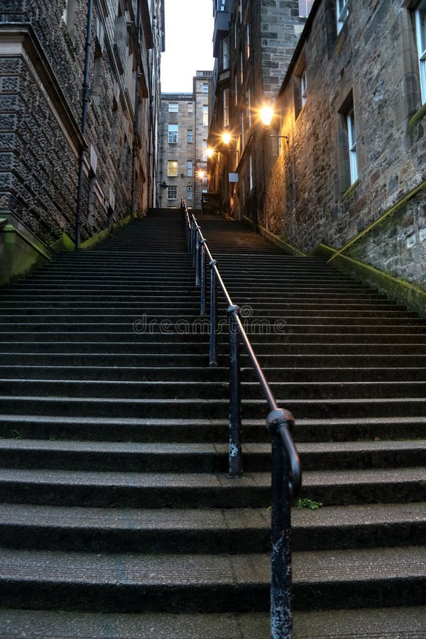 Public Staircase in Edinburgh Old Town at Dusk Stock Image - Image of ...