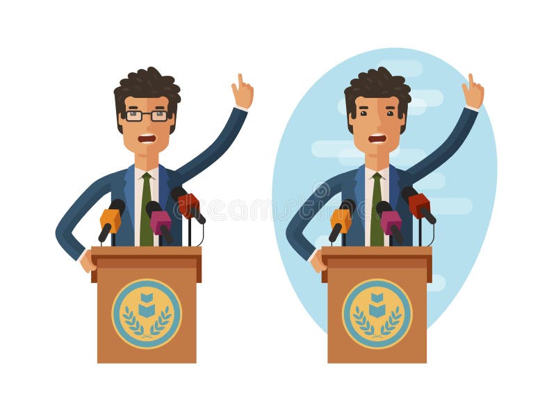 Public Statement. Orator Speak from Tribune Stock Vector - Illustration ...