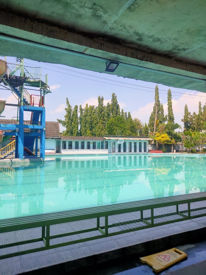 The Public Swimming Pool is Still Quiet Stock Image - Image of still ...