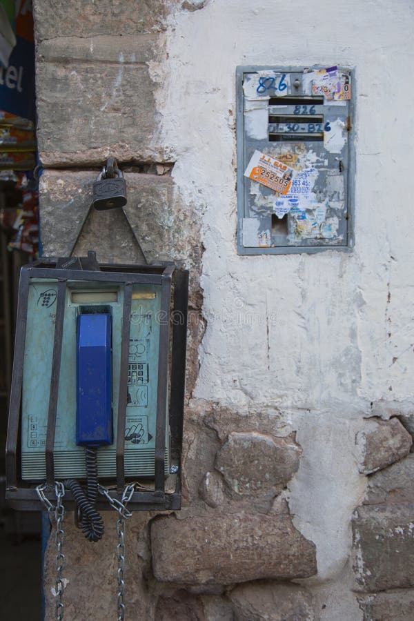 A public telephone editorial stock image. Image of cuzco - 85606054