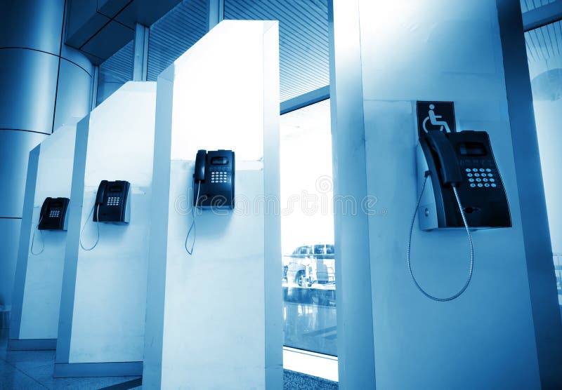 In the Public Telephone Terminal Stock Image - Image of coin, wall ...