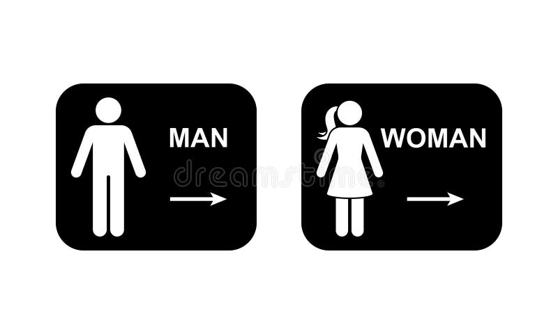 Public Toilet Man Woman Direction Arrow Access Icon Vector Set Restroom Sign Symbol Stick