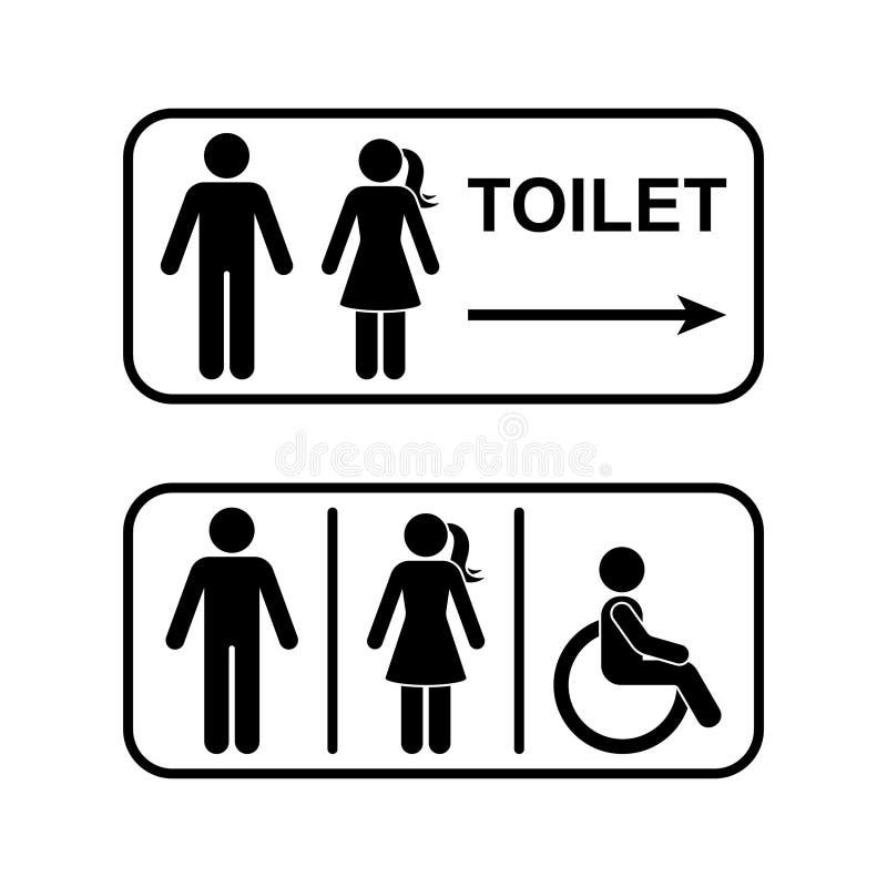 Public Toilet Man Woman Icon Vector Illustration Restroom Sign Symbol Stick Figure Silhouette