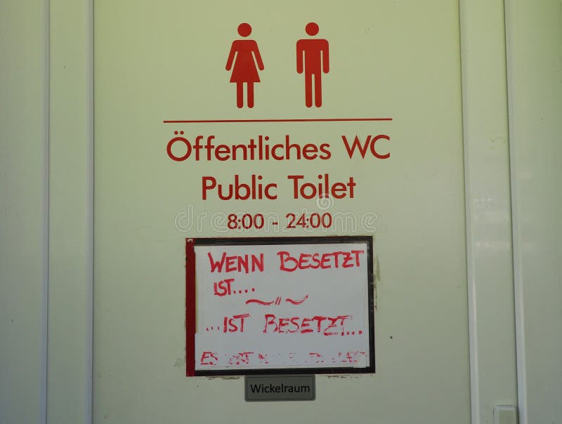 Public Toilet Sign on the Door Stock Image - Image of modern, road ...