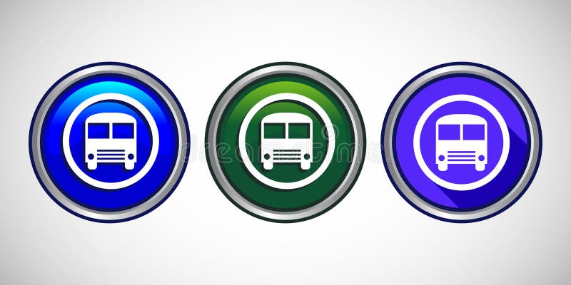 Public Transport Bus Icon Button Set Design Illustration Stock Vector ...