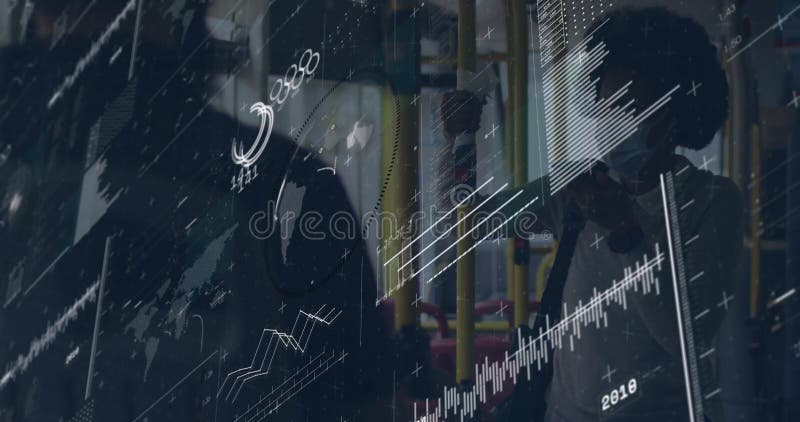 On Public Transport, Business Professionals Analyzing Data ...