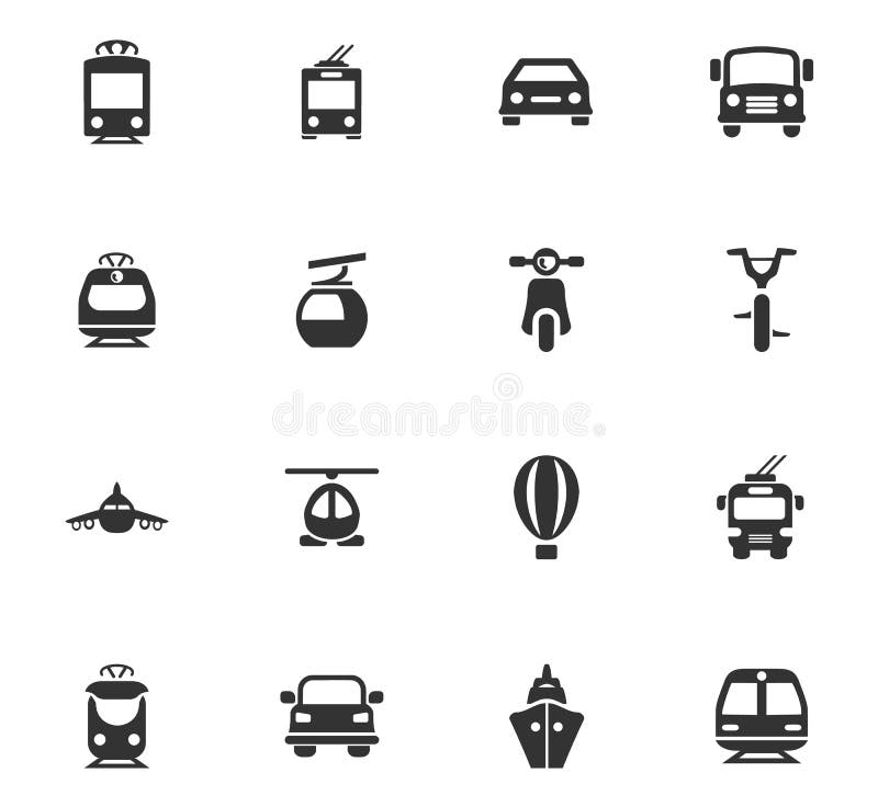 Public transport icons set stock illustration. Illustration of metro ...