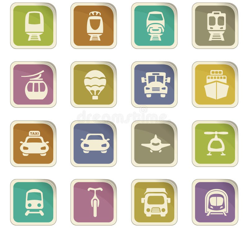 Public transport icons set stock illustration. Illustration of scooter ...