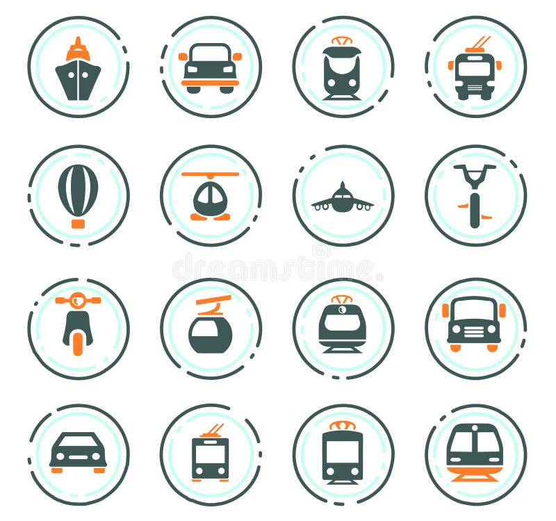 Public transport icons set stock vector. Illustration of container ...