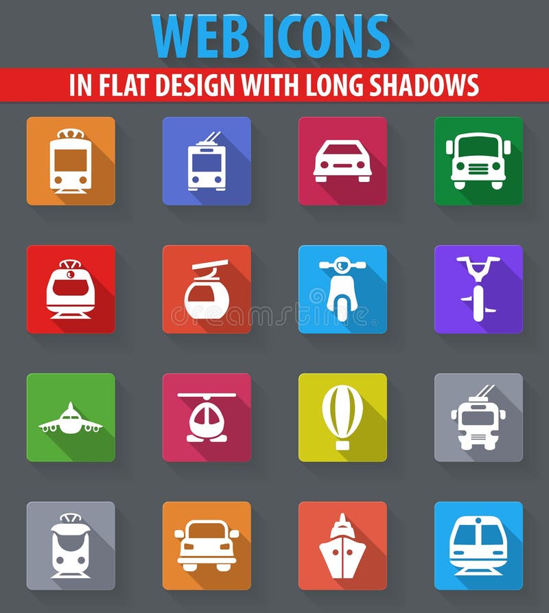Public transport icons set stock vector. Illustration of collection ...