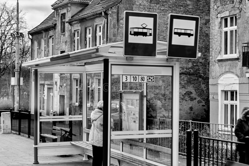 Public transport stop editorial image. Image of road - 203924400